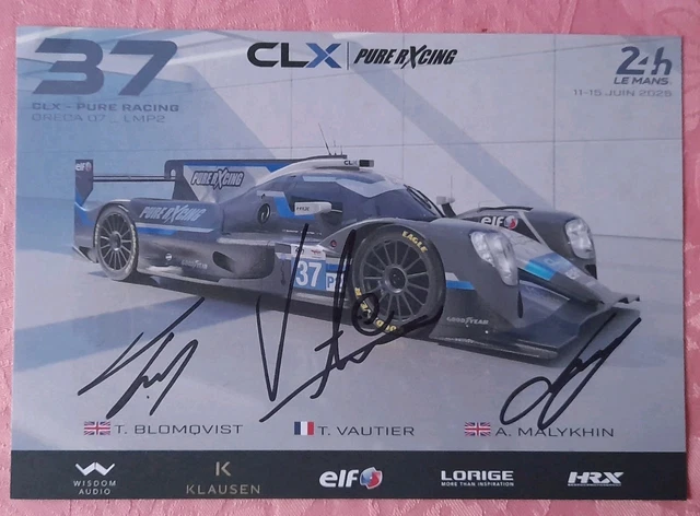 CARTE CARD DEDICACEE 24 Heures Du Mans 2025 Oreca Clx #37 Le Mans 24H ...