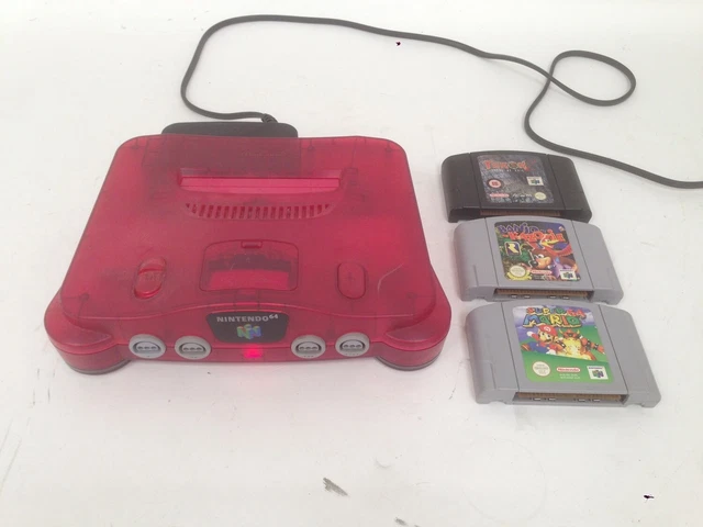 NINTENDO 64 WATERMELON Console N64 & Super Mario Super 64 Turok 2 Banjo ...