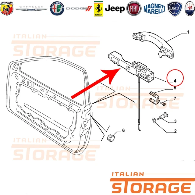 FIAT STILO 5 Portes Mécanisme Poignée Port avant Gauche 71719803 EUR 44 ...