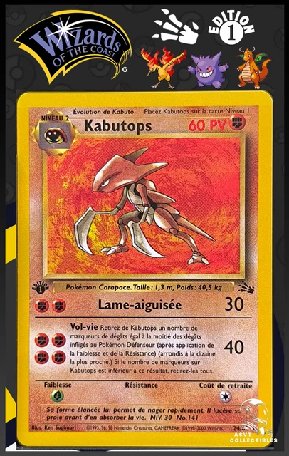 CARTE POKÉMON KABUTOPS 24/62 Edition 1 Ed1 RARE Fossile Wizards FR EUR 64,99 - PicClick FR