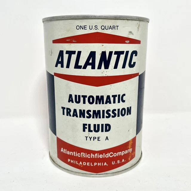 RARE VINTAGE ATLANTIC Automatic Transmission Fluid Quart Full Oil Can ...