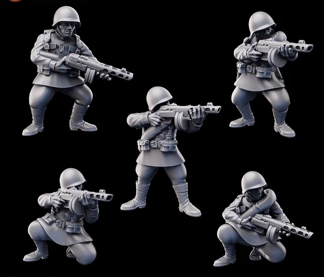 WW2 SOVIET INFANTRY with SMGs x 5 figures 28mm ideal Bolt Action etc £ ...