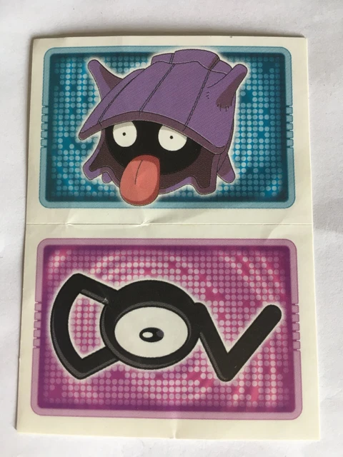 STICKER POKEMON N°90 " Shellder " N°201 " Unown " Merlin Topps Serie ...