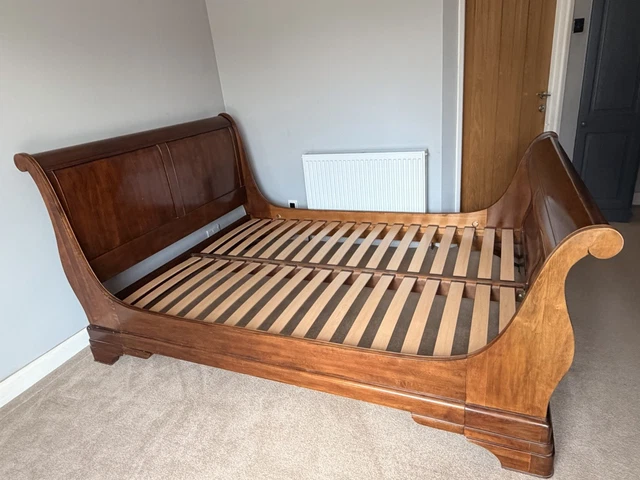 KING SIZE NORMANDIE Sleigh Bed In Dark Wood Frame £363.70 - PicClick UK
