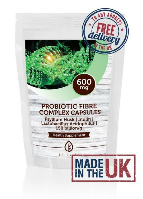PROBIOTIC FIBRE LACTOBACILLUS 150bln Complex 600mg Capsules BritVits ...