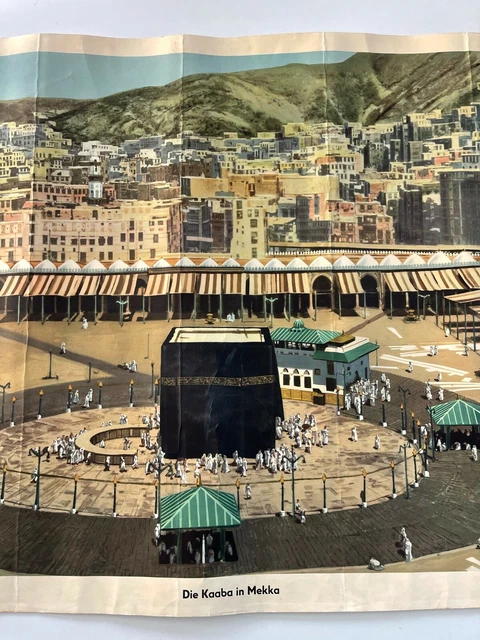 VINTAGE ORIGINAL POSTER Mecca Saudi Arabia Hajj Kaaba Hijaz Masjid ...
