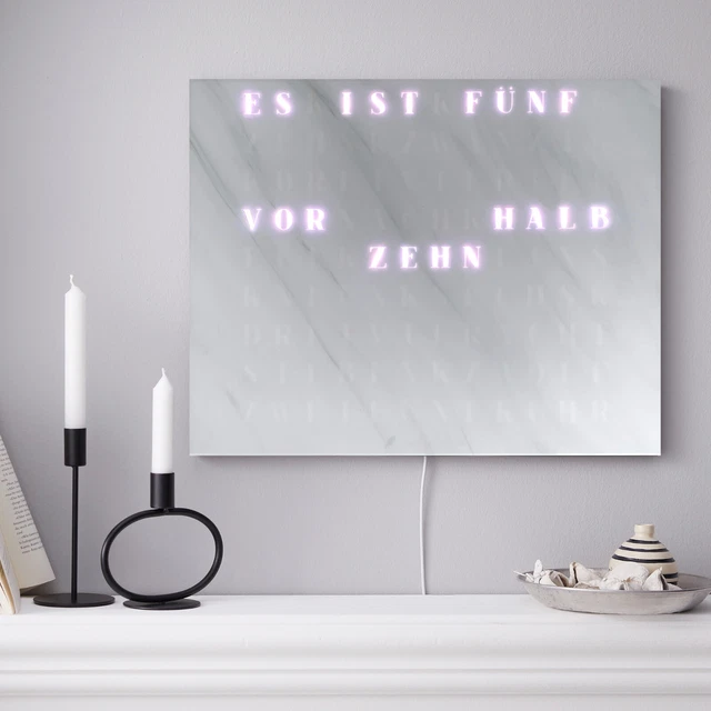 WORDCLOCK JUPITER WEISSER Marmor - Wortuhr in Deutsch - LED Wanduhr EUR ...