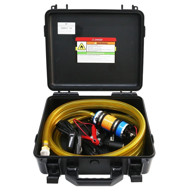 12V EXTERNAL INLINE Fuel Transfer Pump Set 100GPH High Flow for Boat ...