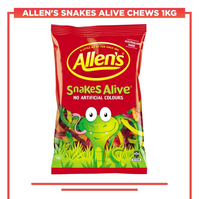 ALLENS SNAKES ALIVE Bulk Bag Lollies 1.3kg - Australia Stock - Free ...