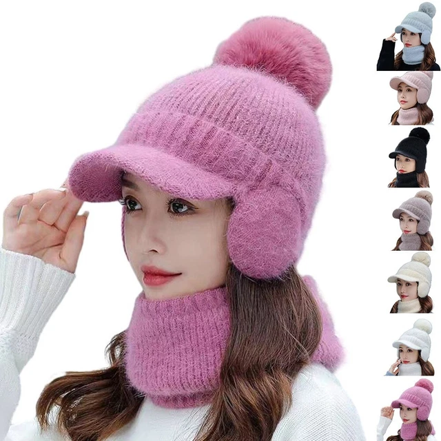 Chapeau De Dessin Animé Dhiver Blanc Agneau Bonnet Tricoté Femme