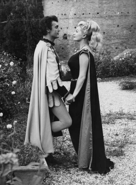 ACTRESS ANITA EKBERG & boyfriend actor Franco Silva during filming ...