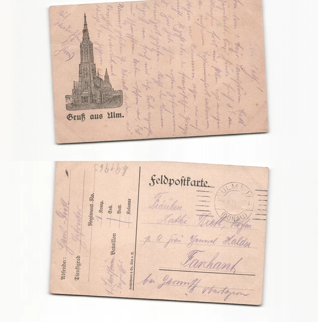 (B91963) Feldpostkarte Gruss aus Ulm an Kathi Dietl bei General Halder ...