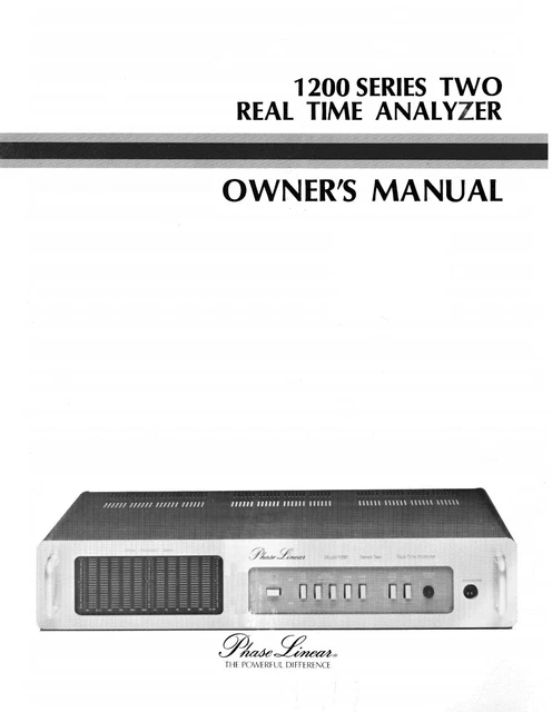 HIGH RES SCANS of owner's manual Phase Linear 1200 Series Two real time ...