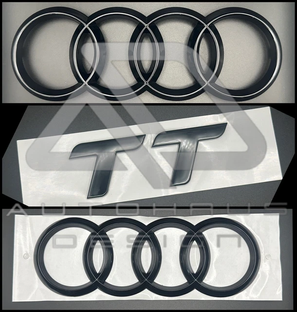 GLOSS BLACK BADGE Set Front And Rear Curved Rings Fits Audi TT MK2 8J £ ...