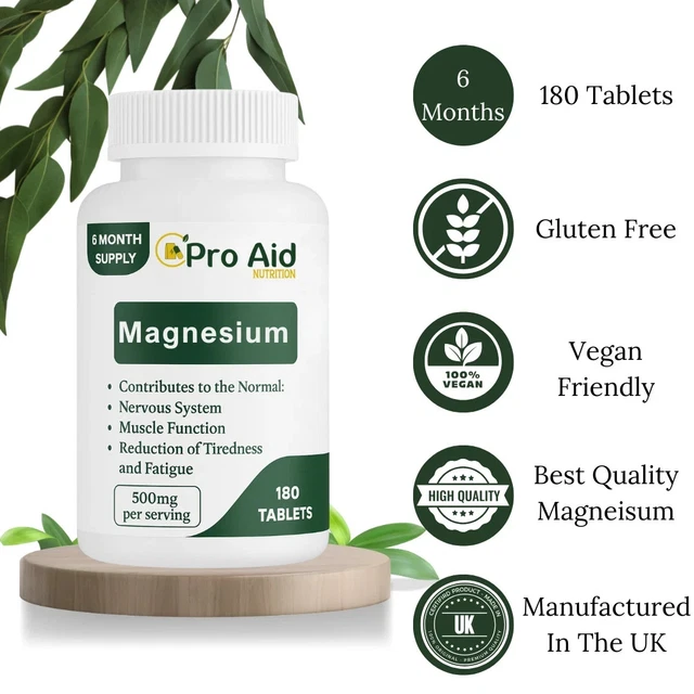 MAGNESIUM TABLETS 500MG Muscle Function, Fatigue, Tiredness 180 Pack ...
