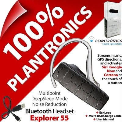PLANTRONICS EXPLORER M55 Bluetooth Headset Hands Free Voice iPhone Sony ...