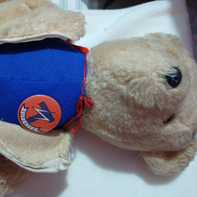 VINTAGE CLASSIC RARE 1980 14"Superted Super Ted PlushSoft Toy Jointed ...