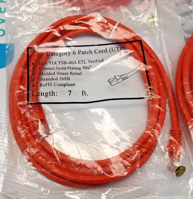 CSA 204790 ETHERNET Cord - 24Awg 75C - E305668 - 7Ft - Lot Of 4 - New ...