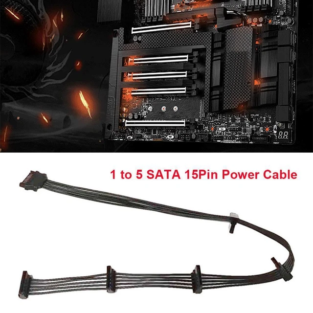 5 SATA 15PIN F Hard Drive Power Supply Splitter Cable Cord for DIY PC ...