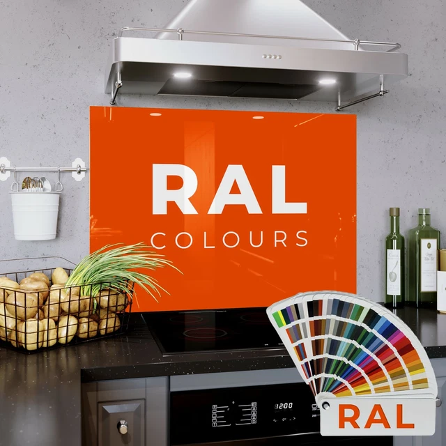GLASS SPLASHBACK KITCHEN Tile Backsplash Panel in ANY SIZE RAL Colour ...