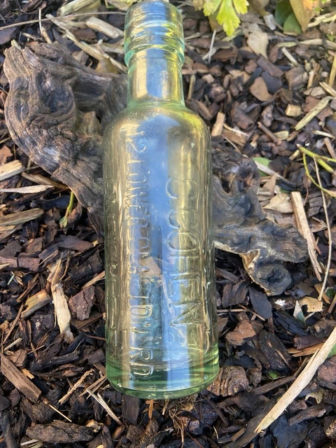 VINTAGE AQUA GLASS London mineral water bottle £16.32 - PicClick UK