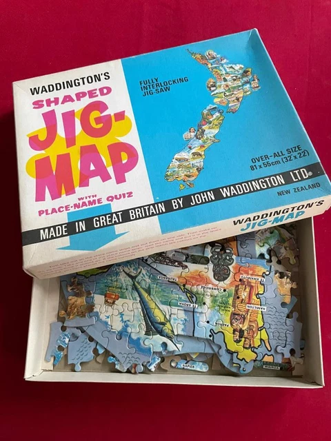 VINTAGE 1960S WADDINGTON'S Shaped Jig-Map of New Zealand £5.97 ...