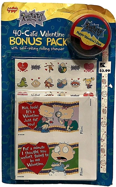 1999 VINTAGE NICKELODEON RUGRATS 40 Valentines Stickers Rolling Stamper ...