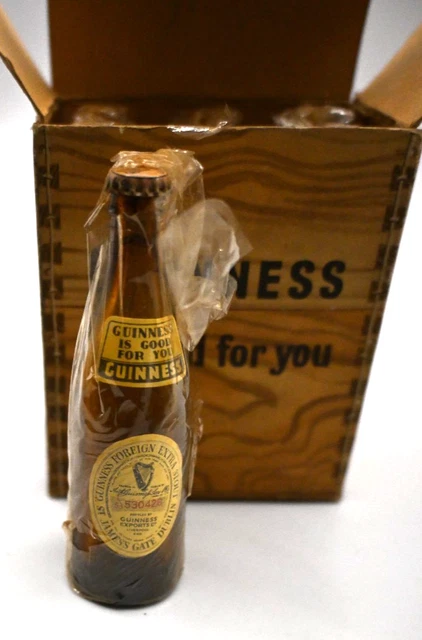 EMPTY GUINNESS MINIATURE Bottles x 6 in original wrapping and box 1950 ...
