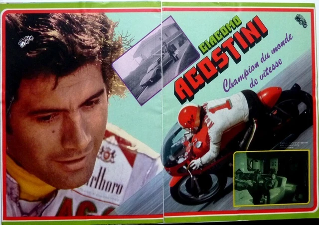 LE MOTARD GIACOMO AGOSTINI = COUPURE DE PRESSE 3 PAGES 1974 /CLIPPING ...
