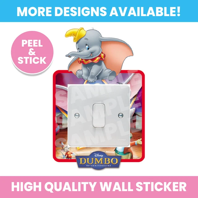 DISNEY DUMBO LIGHT Switch Surround Wall Sticker Decal Kids Bedroom £2. ...