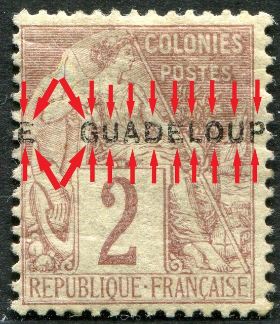 COLONIES GUADELOUPE N° 15 NEUF(*) Variété "Surcharge à Cheval ...