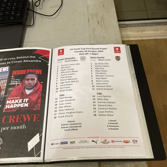 2025 CREWE ALEX Alexandra V Notts County Under 18 U18 Fa Youth Cup ...