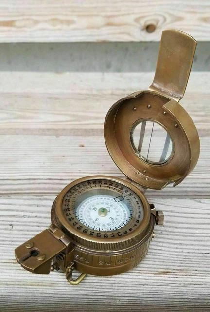 BRASS ANTIQUE MARINE Navigation British Military Prismatic Pocket ...
