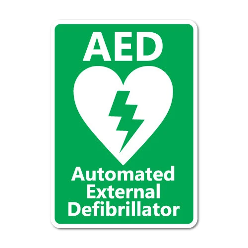 FIRST AID STICKER AED Automated external defibrillator sticker warning ...