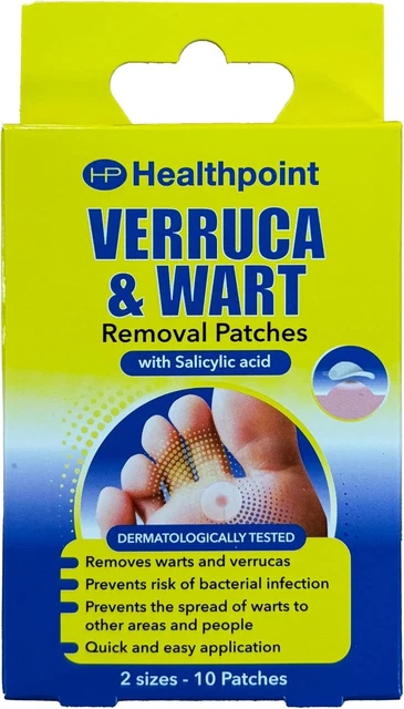 VERRUCA AND WART Removal Patches, 10 Patches In 2 Sizes ...