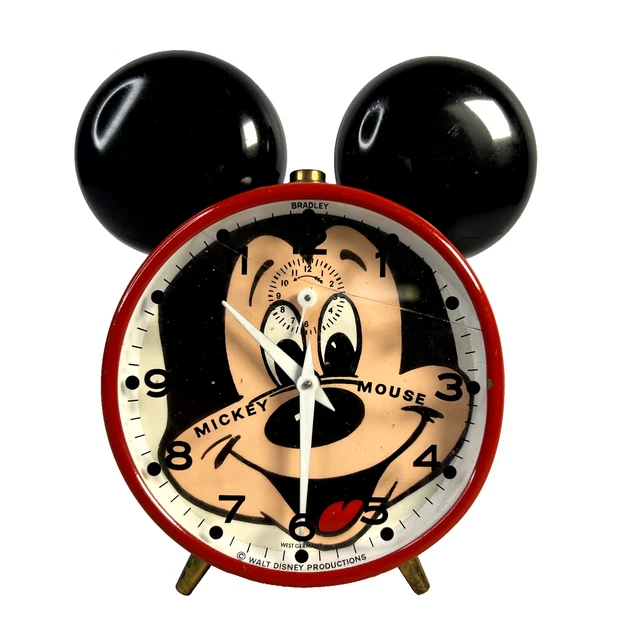 VINTAGE MICKEY MOUSE Clock Walt Disney by Bradley West Germany (parts ...