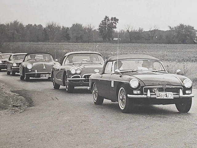 MG CORVETTE PORSCHE Vintage B&W Photo SCCA Rally Race 1965 Kansas City ...