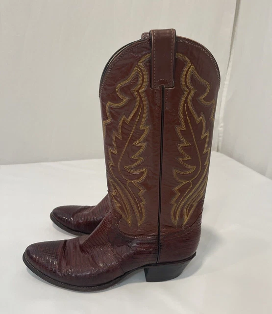 JUSTIN MEN’S COWBOY Boots Western USA Iquana Lizard & Leather Size 9D ...