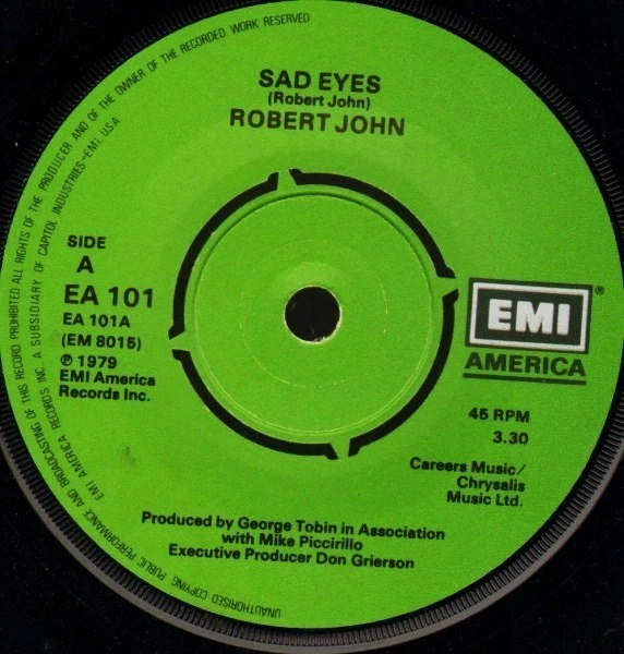 ROBERT JOHN SAD eyes/am i ever gonna hold you again EA 101 uk emi 1979 ...