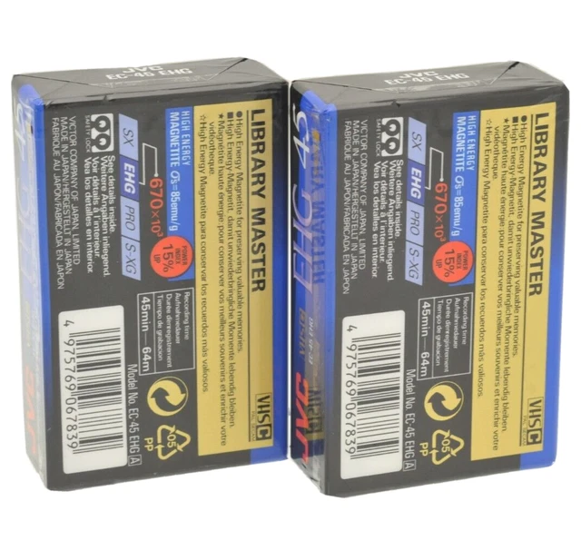 JVC VHS-C EHG 45 Compact VHS Tapes x 2 NEW SEALED 45 Minutes £9.99 ...