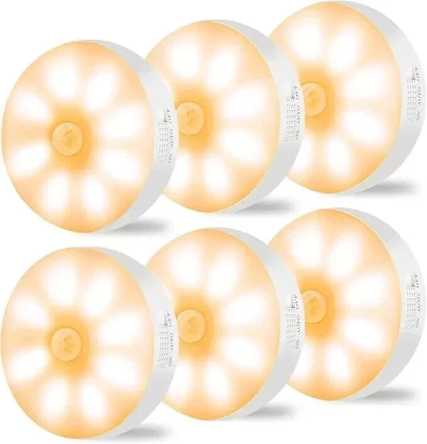 6X LED MOTION Sensor Lights PIR Wireless Night Warm Light Cabinet Stair ...