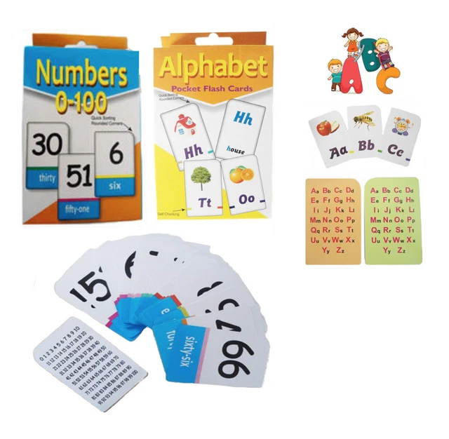 FLASH CARD NUMBER 0-100 Alphabet Kids Flashcard ABC Cards Read Count ...