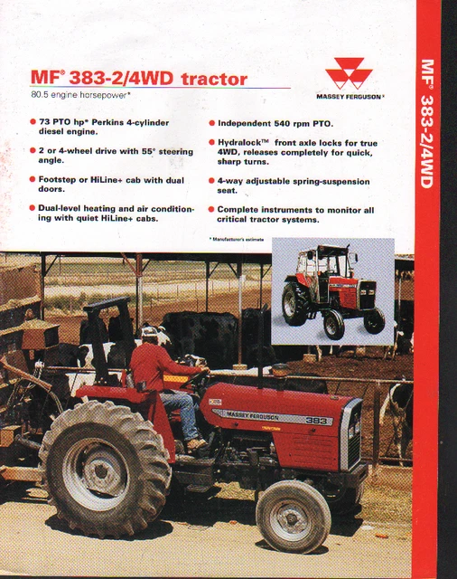 MASSEY FERGUSON &MF 383-2/4WD"" Tractor Brochure Leaflet £6.00 - PicClick UK