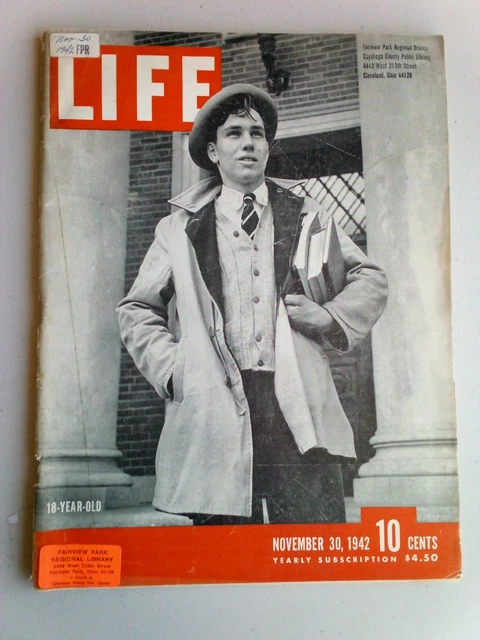 LIFE MAGAZINE NOVEMBER 30 1942 College Student Ex-Library Copy £7.55 ...