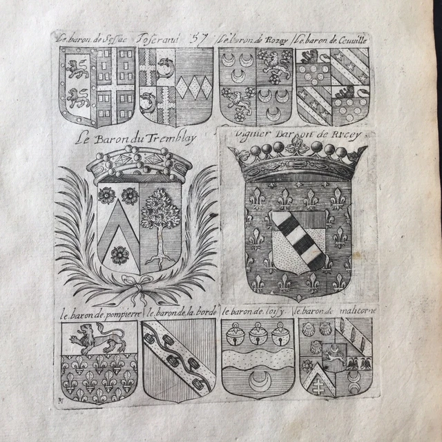GRAVURE XVIIÈ HÉRALDIQUE par NOLIN Noblesse Armoiries French Armorial ...