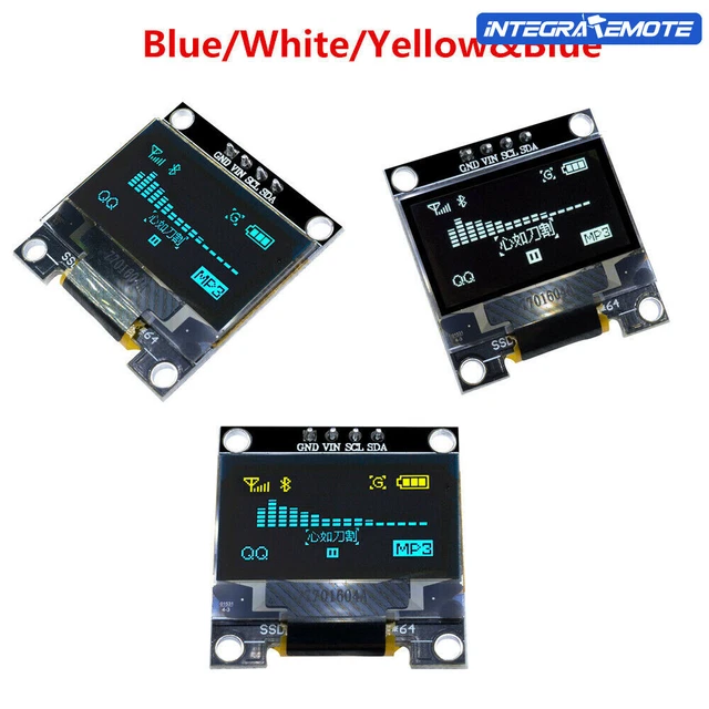 128 X64 OLED White/Yellow/Blue I2C IIC Serial LCD LED Display Module ...