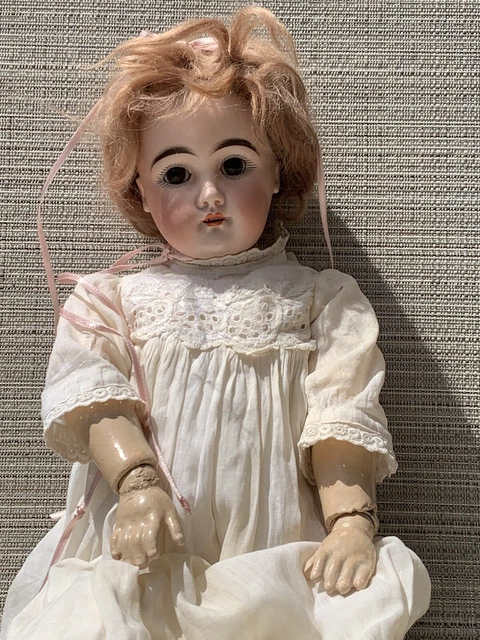 ANTIQUE 18” DOLL: Wood Jointed Body, Porcelain Head, Germany Teeth ...