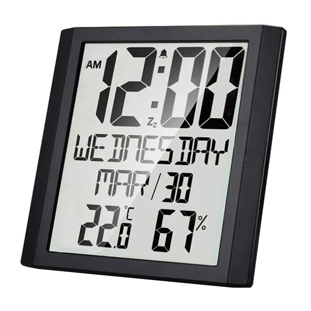 HORLOGE MURALE NUMÉRIQUE avec TempéRature et Humidité 8,6 Pouces Grand Affi3707 EUR 38,09 ...