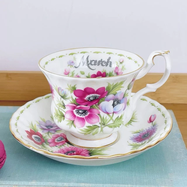 VINTAGE ROYAL ALBERT Flowers of the Month teacup saucer duo, March £26. ...
