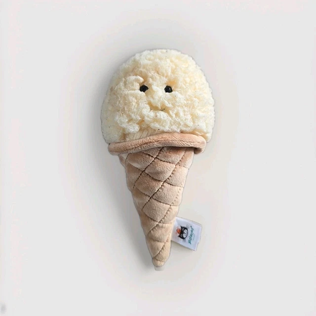 JELLYCAT IRRESISTIBLE VANILLA Ice Cream Cone RARE Beach Amusable Cream ...